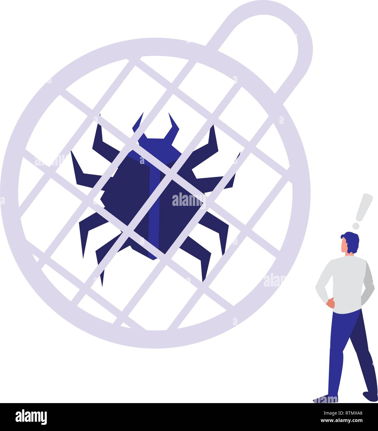 man using bug animal with sphere planet vector illustration design ...