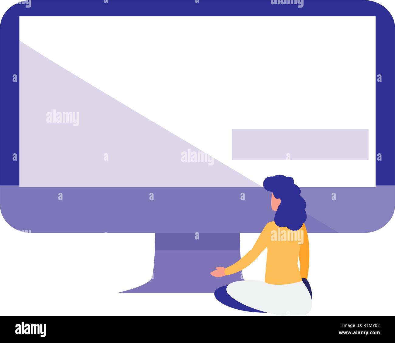 Female using desktop computer Stock Vector Images - Alamy