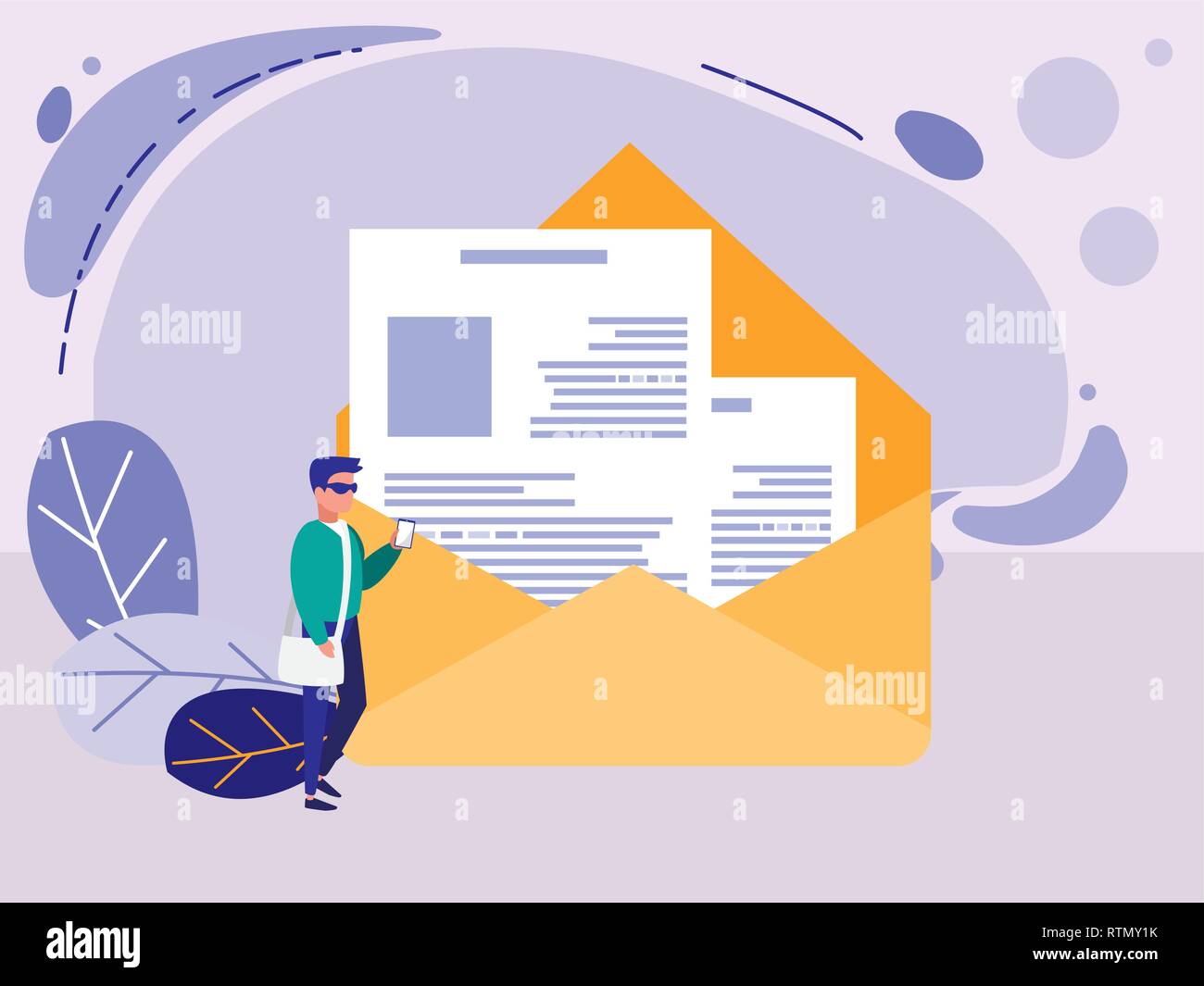 man using envelope mail vector illustration design Stock Vector Image ...