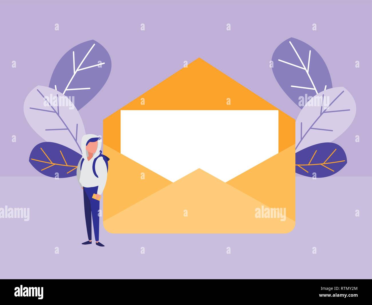 man using envelope mail vector illustration design Stock Vector Image ...