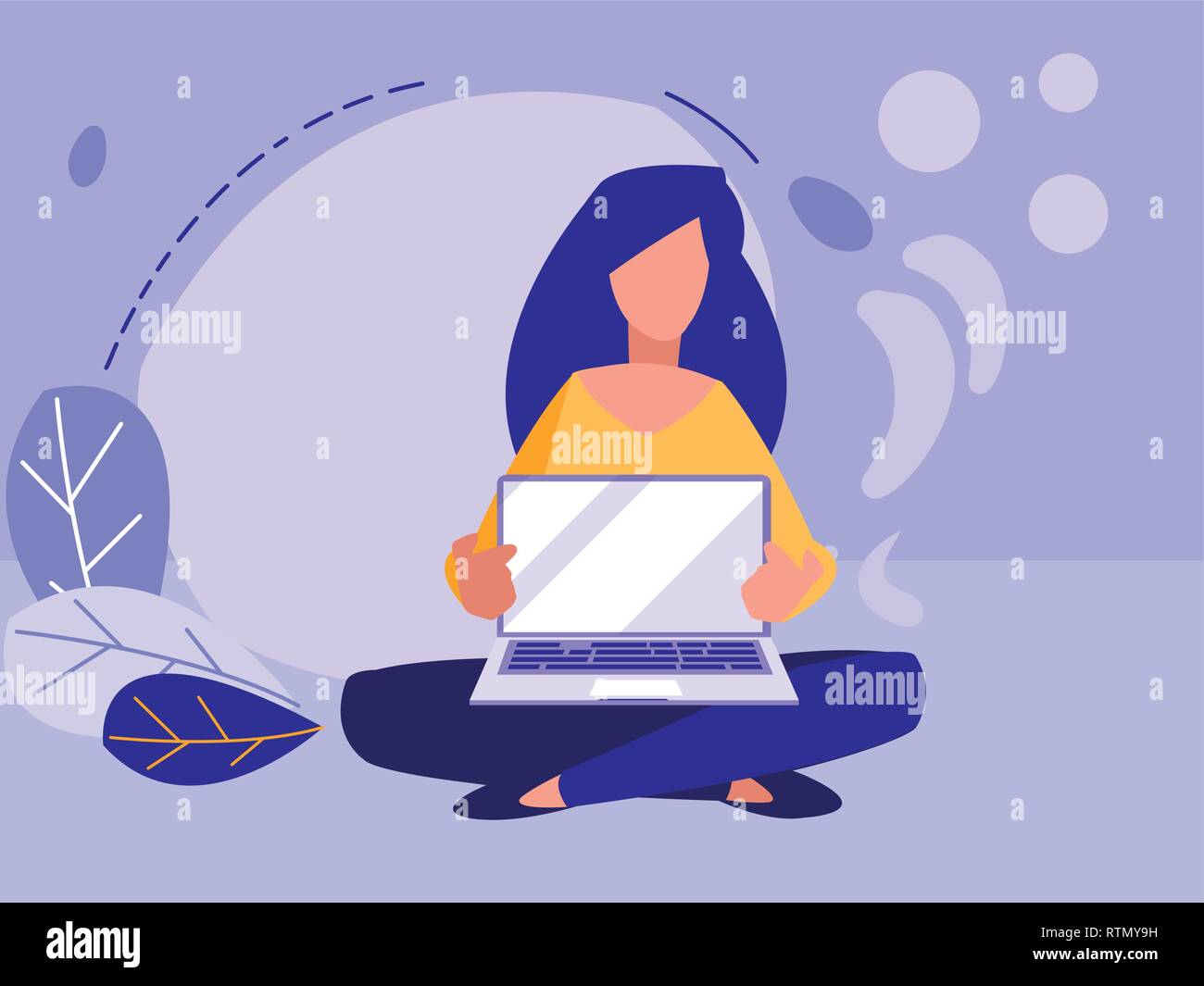 Woman avatar using laptop vector hi-res stock photography and images ...