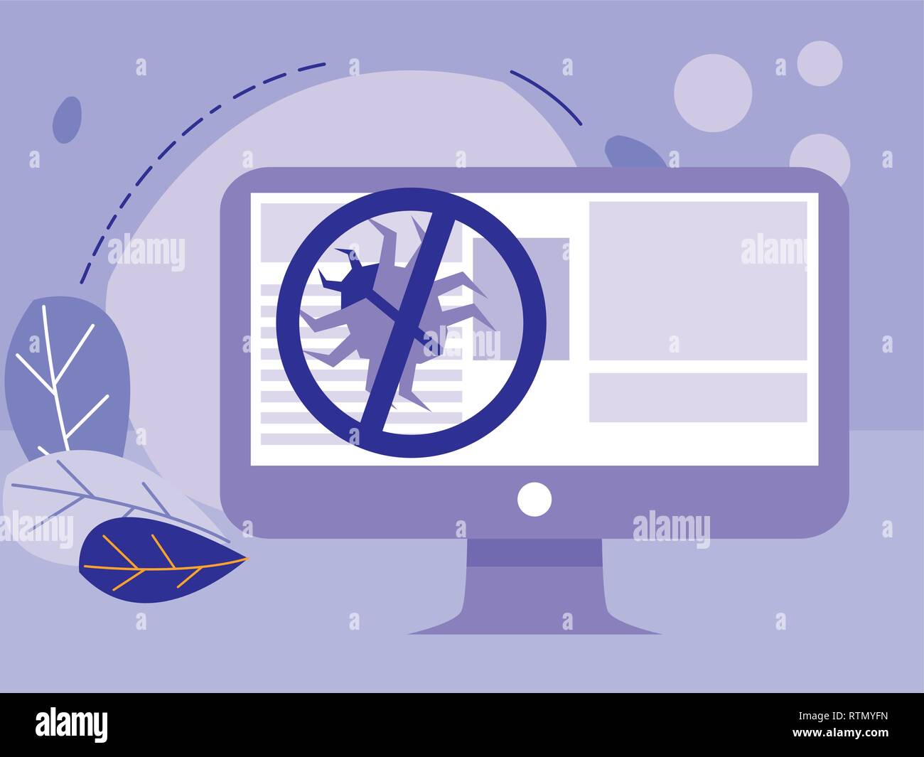 computer desktop with bug in email vector illustration design Stock ...