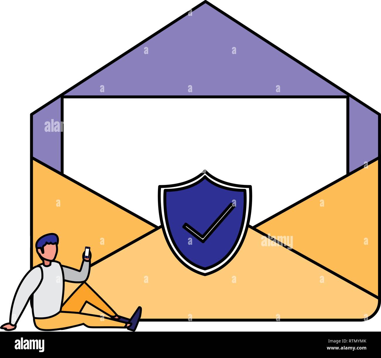 man using envelope mail vector illustration design Stock Vector Image ...