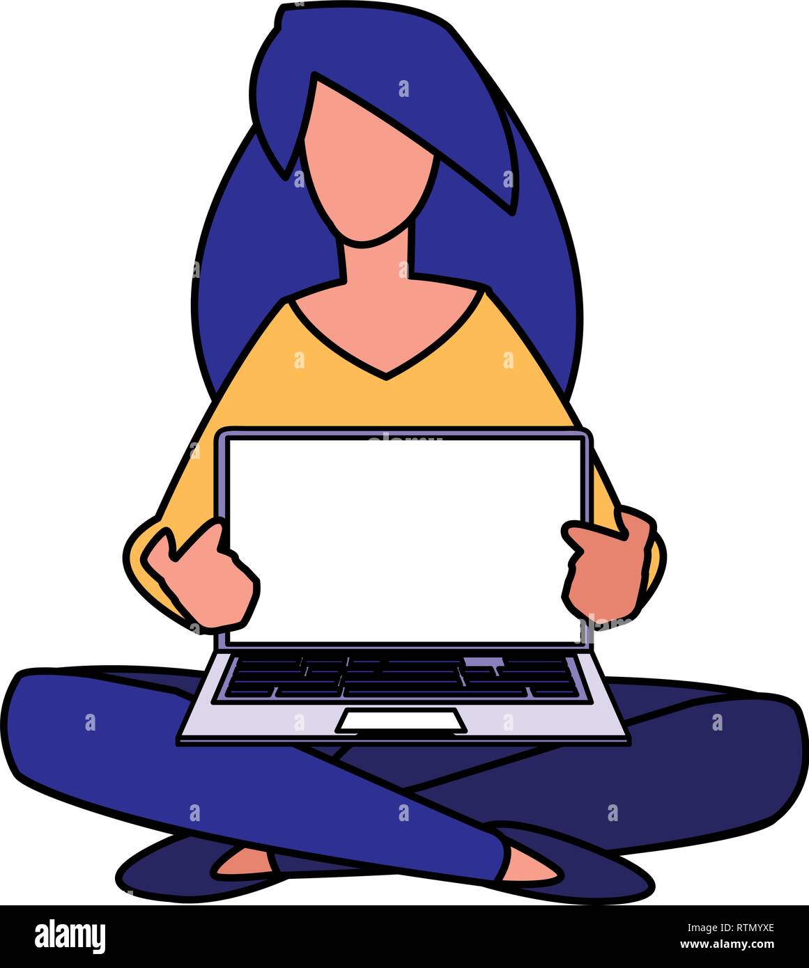 Woman avatar using laptop vector hi-res stock photography and images ...