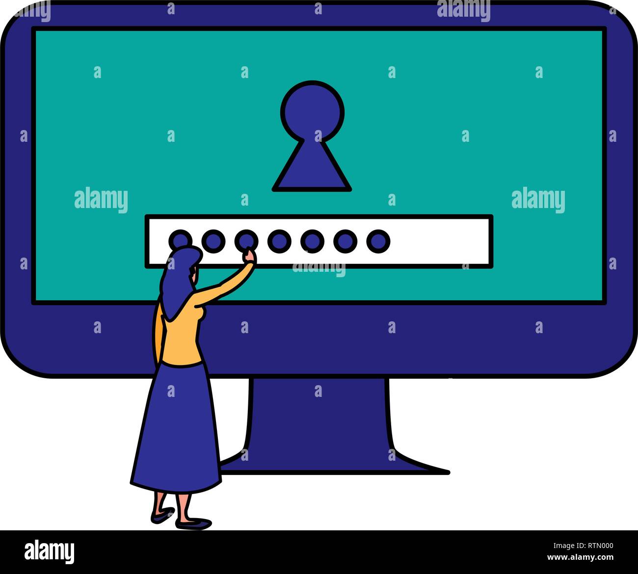 Female using desktop computer Stock Vector Images - Alamy
