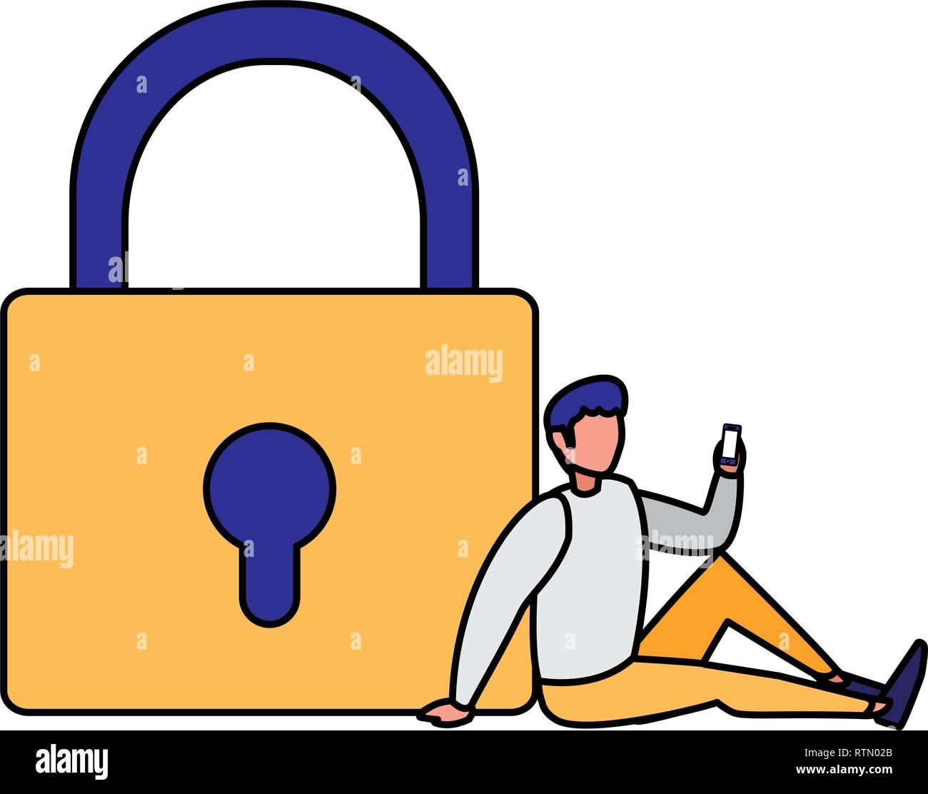 man with safe secure padlock vector illustration design Stock Vector ...