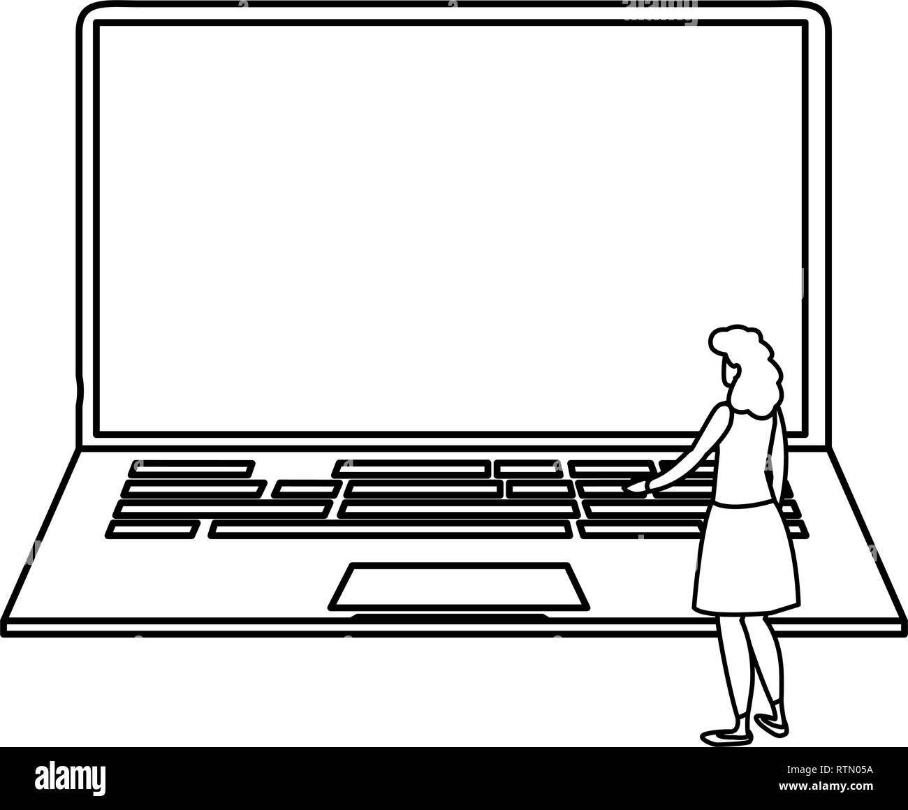 woman using laptop computer vector illustration design Stock Vector ...