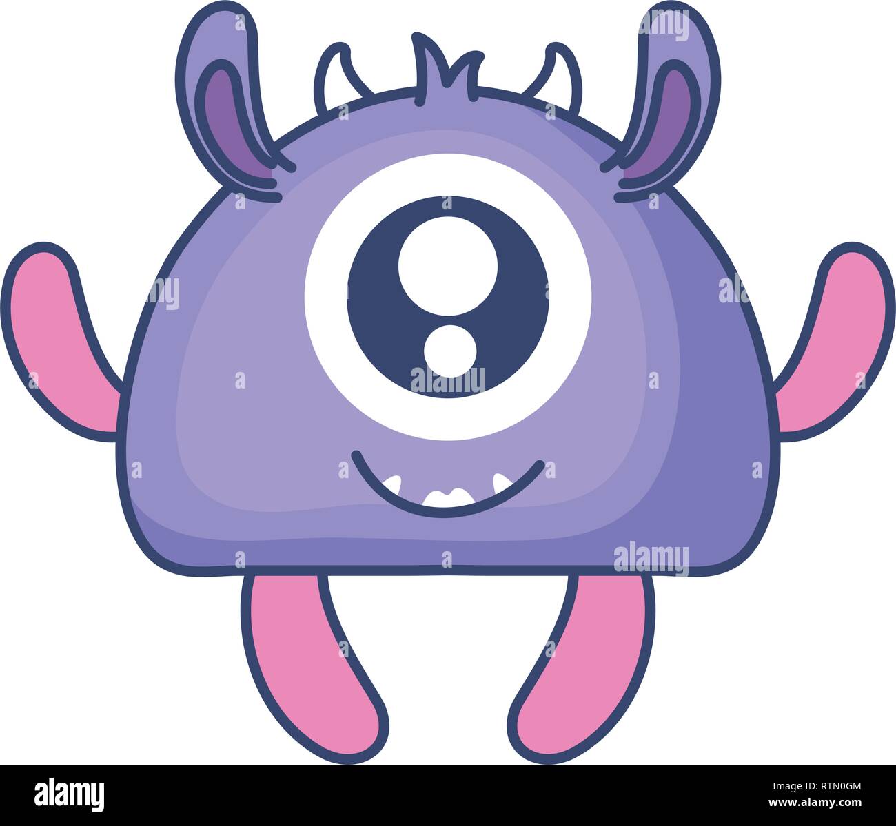 monster with one eye comic character vector illustration design Stock ...