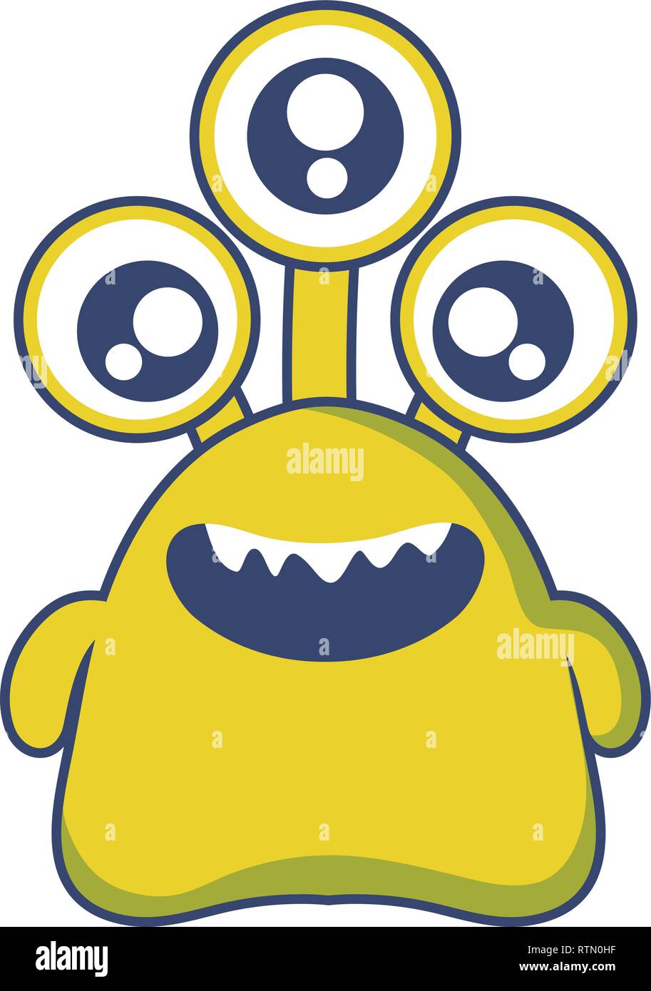 crazy monster with three eyes comic character vector illustration ...