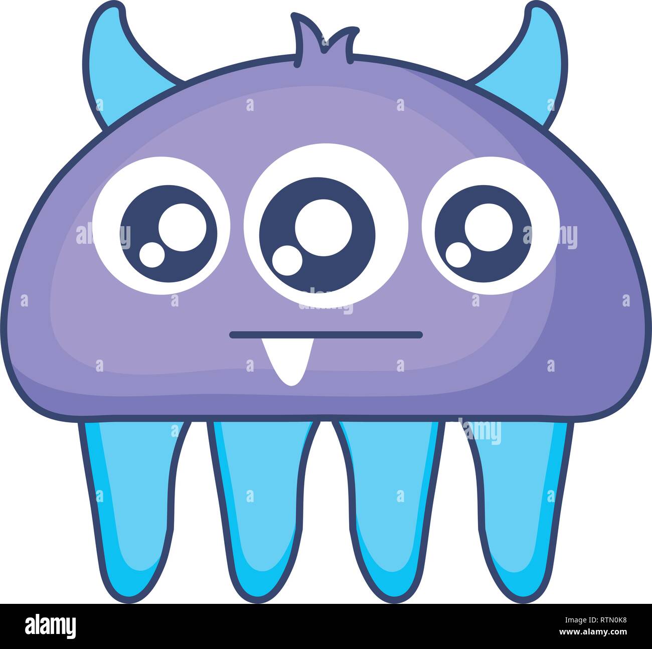 crazy monster with three eyes comic character vector illustration ...