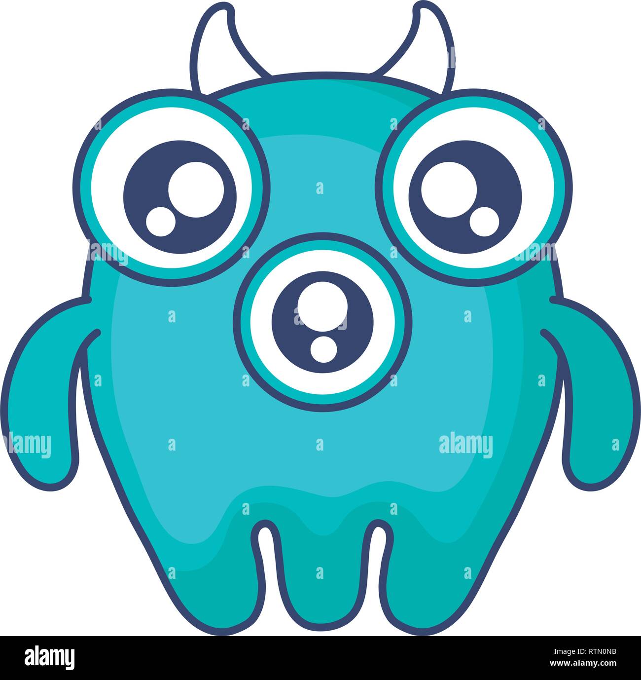 crazy monster with three eyes comic character vector illustration ...