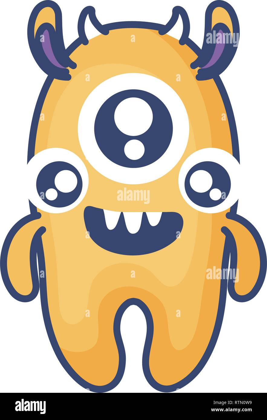 crazy monster with three eyes comic character vector illustration ...