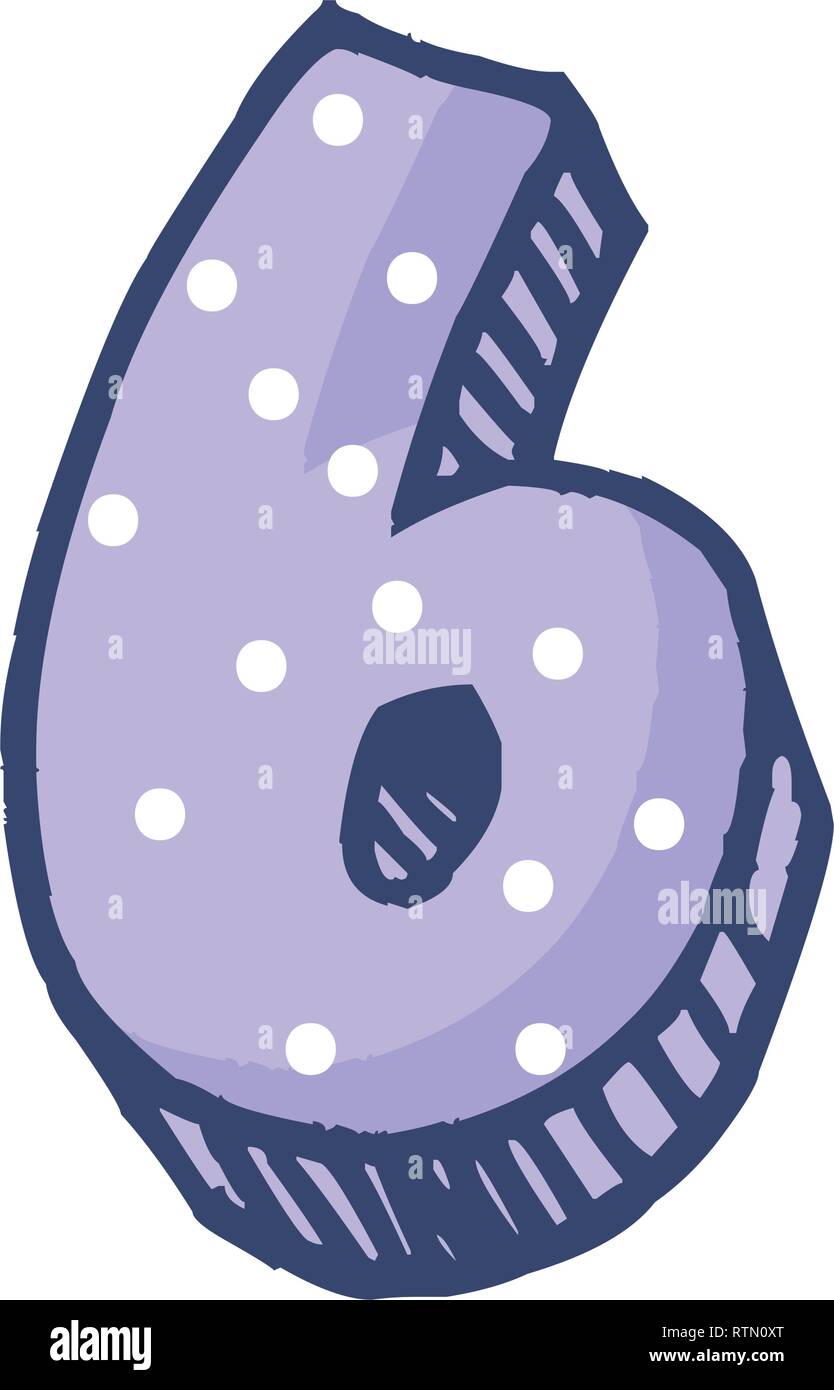 cute number six celebration icon vector illustration design Stock ...