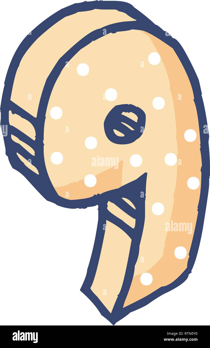 cute number nine celebration icon vector illustration design Stock ...