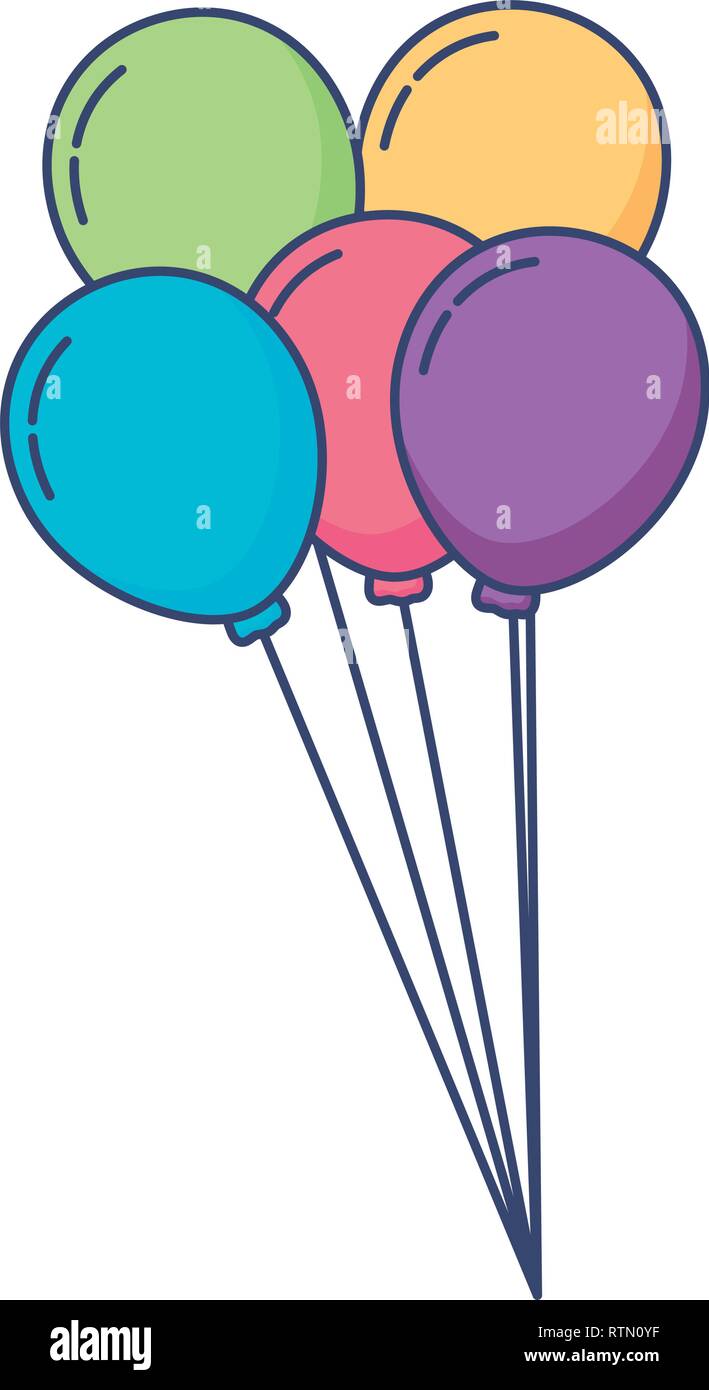 Balloons Helium Floating Icon Vector Illustration Design Stock Vector