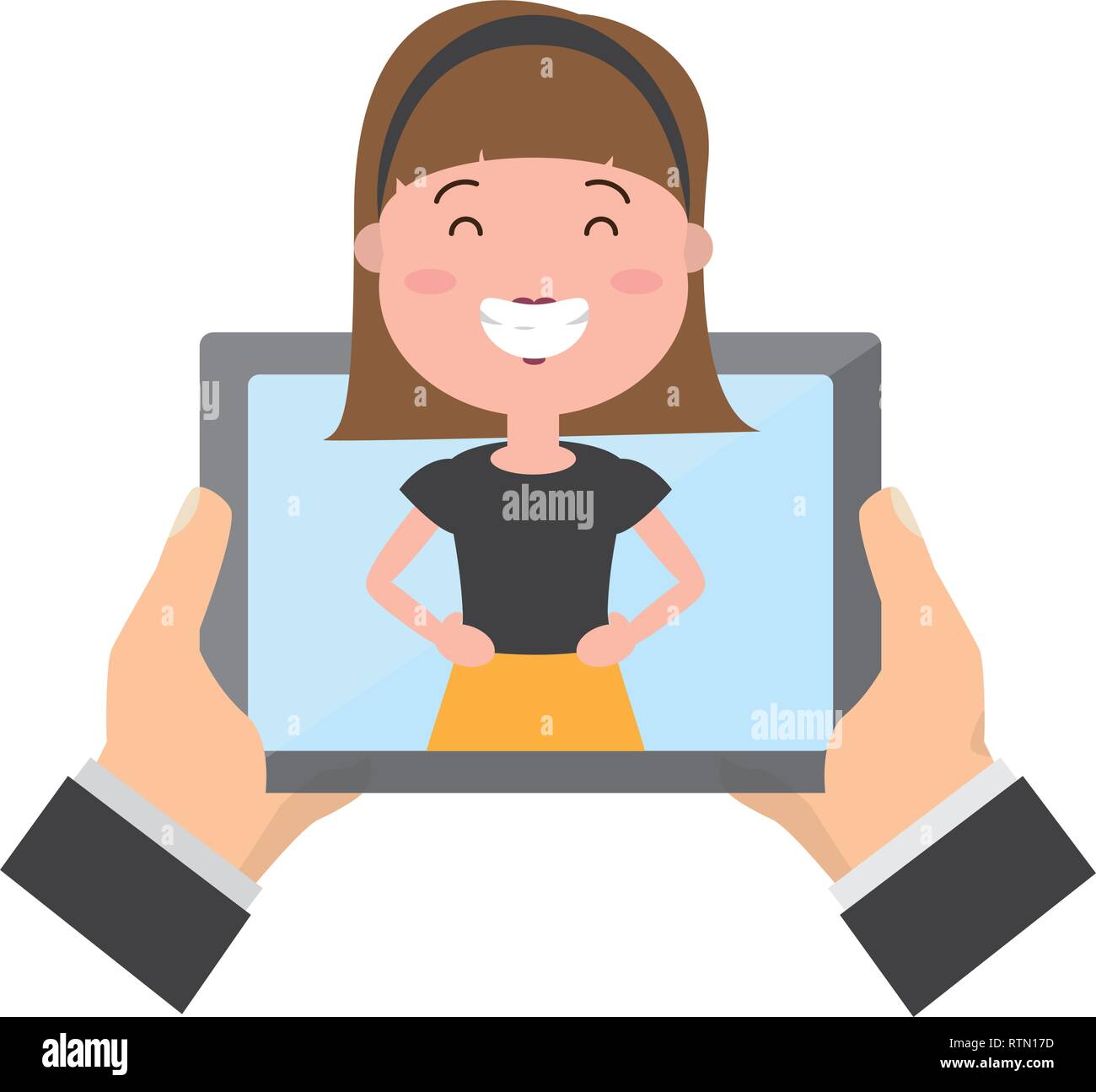 Girl using ipad Stock Vector Images - Alamy