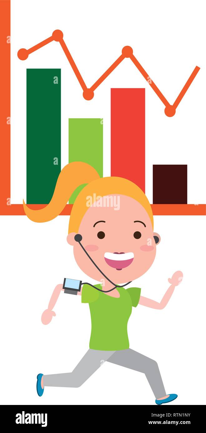 running girl with earphones chart report Stock Vector Image & Art - Alamy