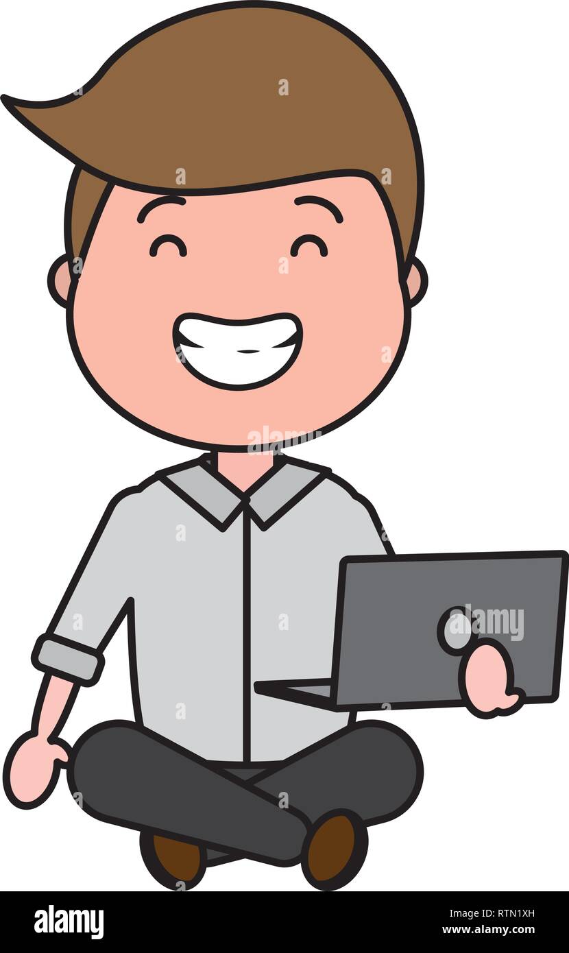 Smiling using laptop young Stock Vector Images - Alamy