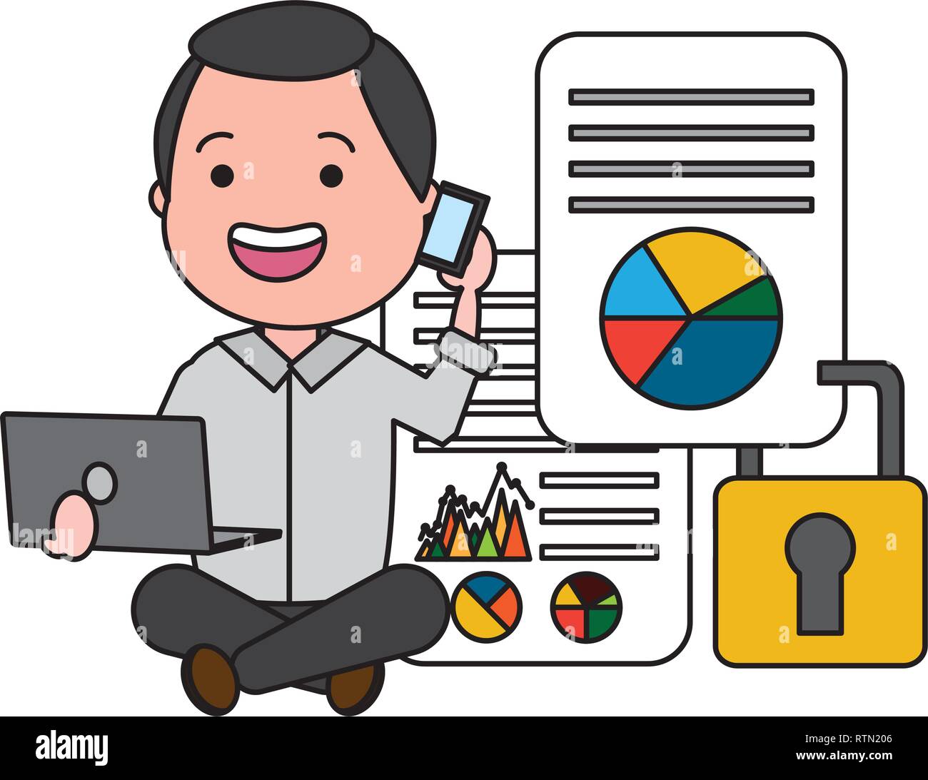 Man cellphone security data Stock Vector Images - Alamy