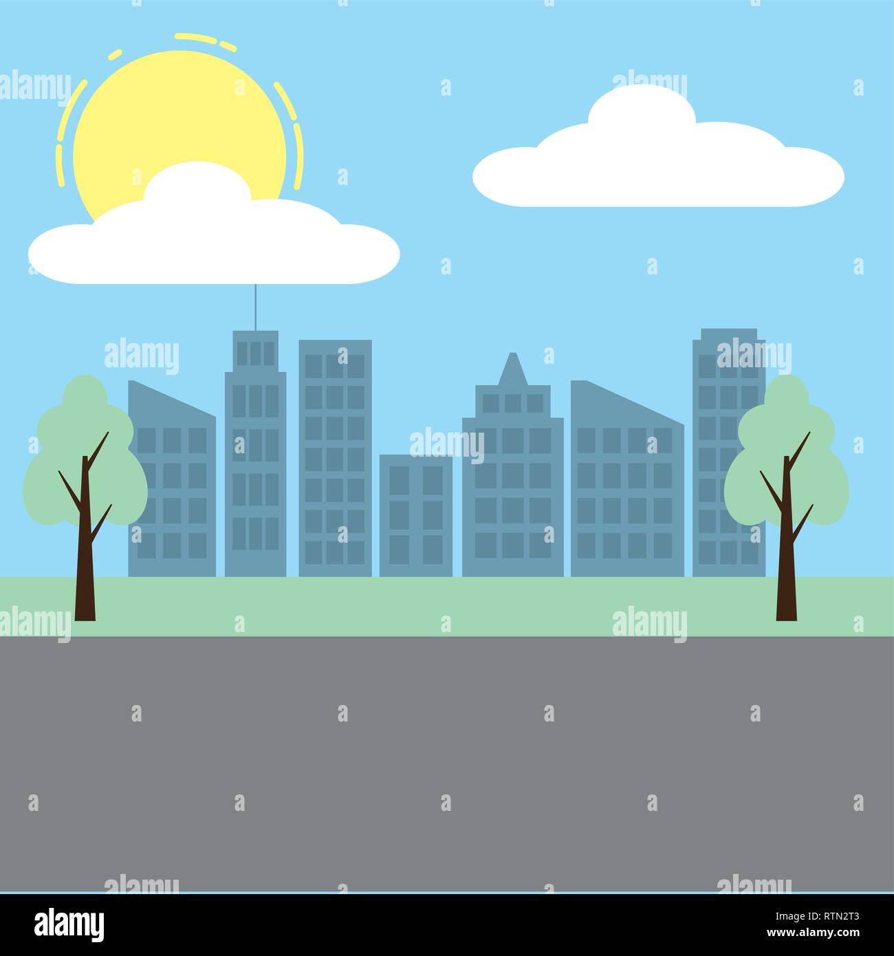 cityscape buildings tree street sky Stock Vector Image & Art - Alamy