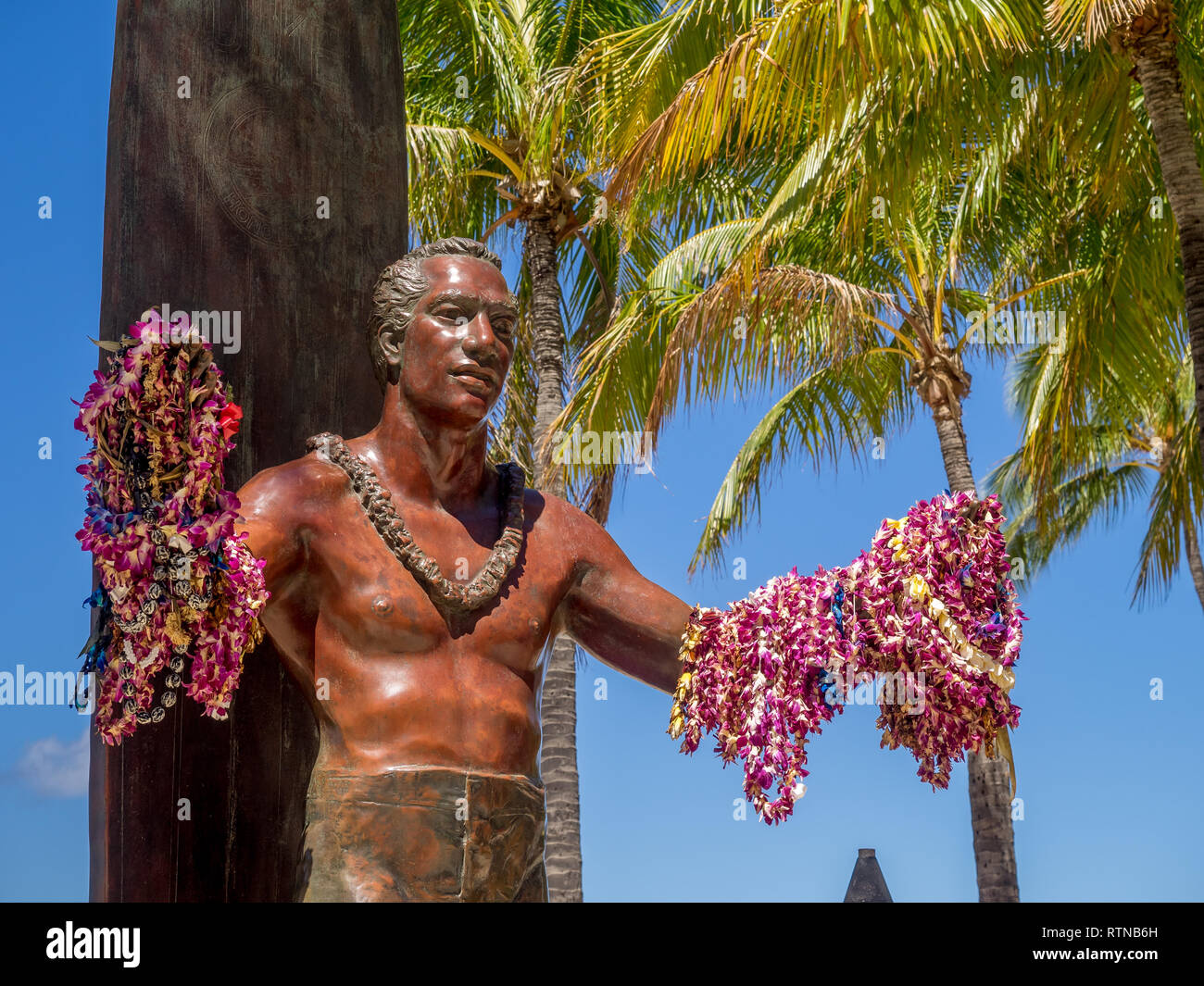 Duke Kahanamoku Statue on Waikiki Beach on August 3, 2016 in Honolulu ...