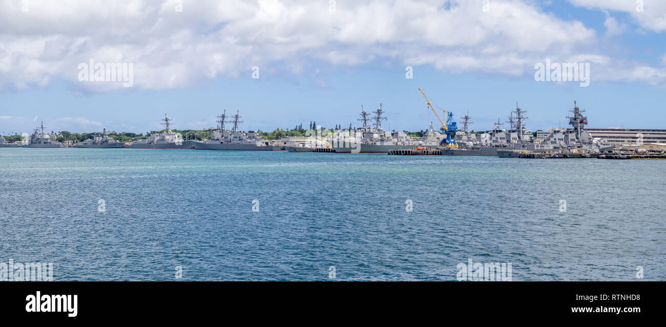 United States naval ships in Pearl Harbor on August 5, 2016 in Pearl ...