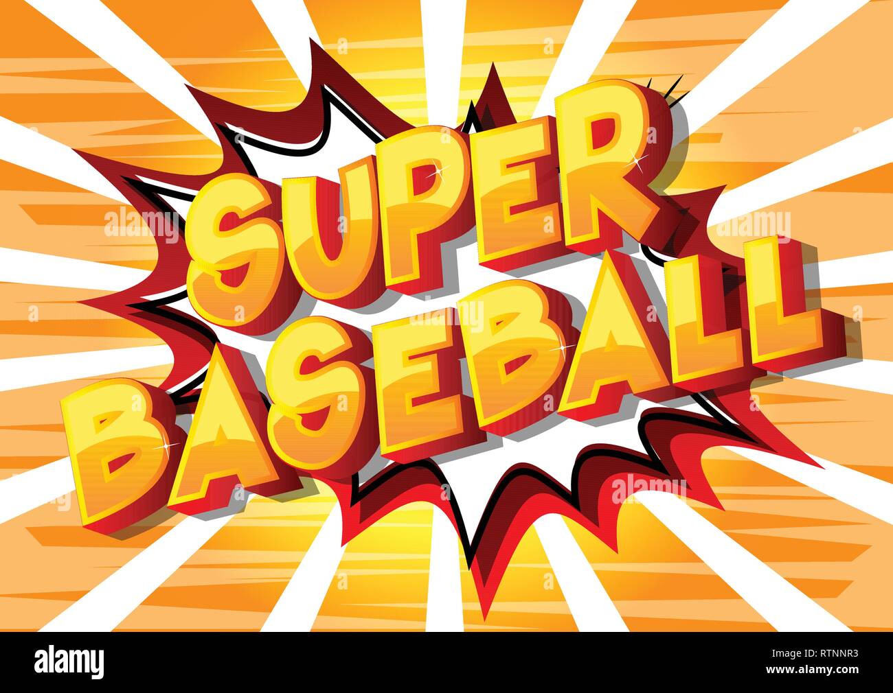 Super Baseball - Vector illustrated comic book style phrase on abstract ...