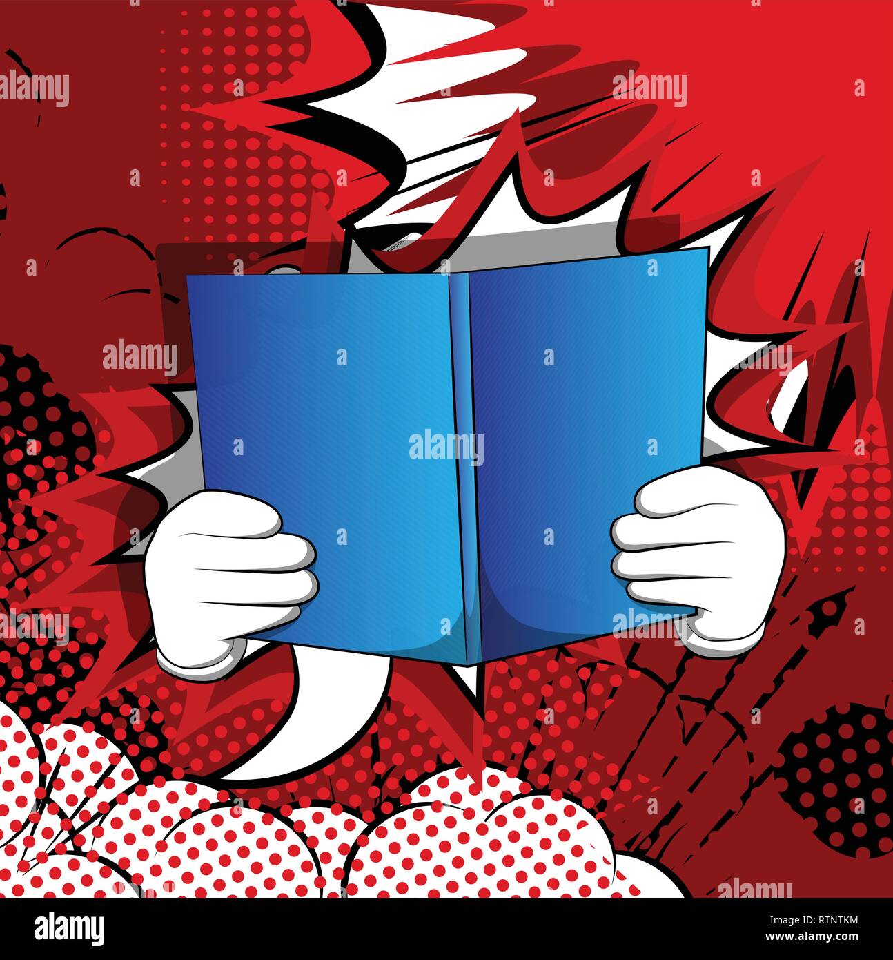 Vector cartoon hand holding a book. Illustrated hand with opened book ...