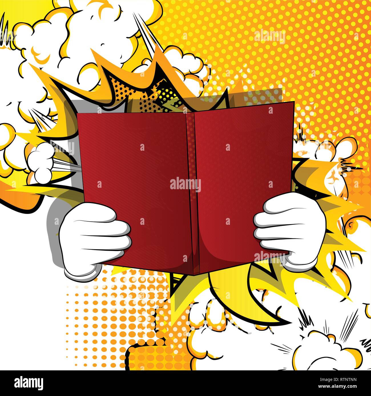 Vector cartoon hand holding a book. Illustrated hand with opened book ...