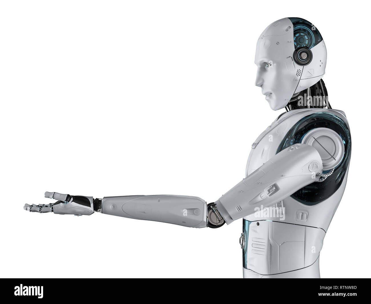 3d rendering humanoid robot open hands on white background Stock Photo ...