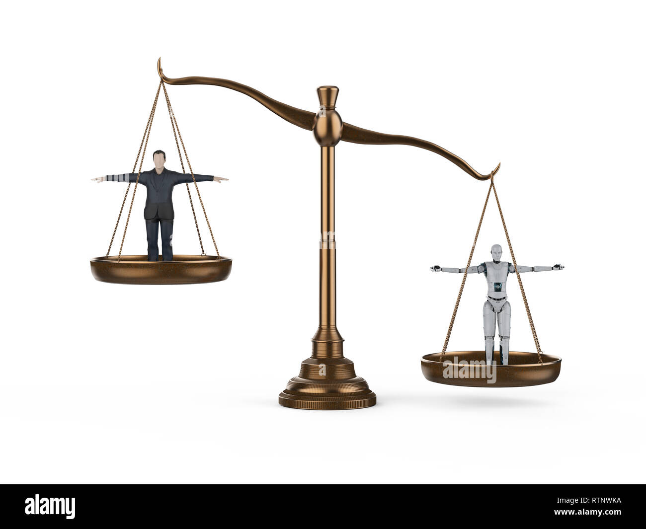 Artificial Intelligence advantage concept with 3d rendering human and ...