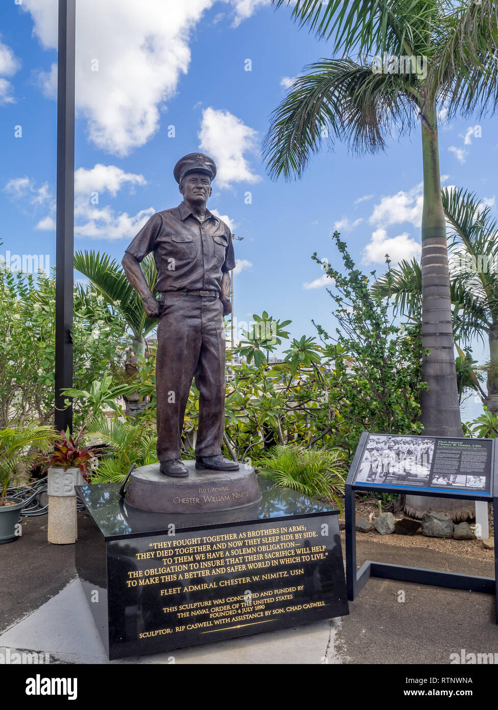 Stature of Admiral Nimitz at the USS Missouri on August 5, 2016 in ...