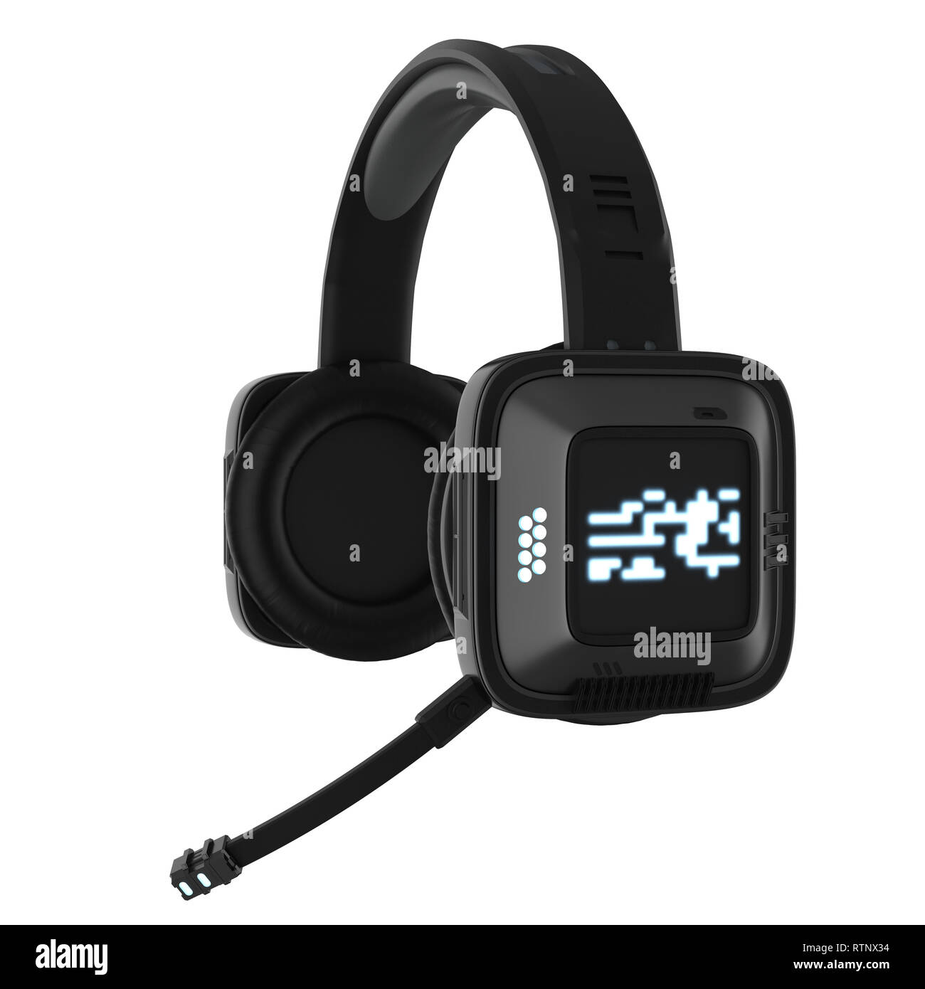 3d rendering headset or headphones with microphone isolated on white ...