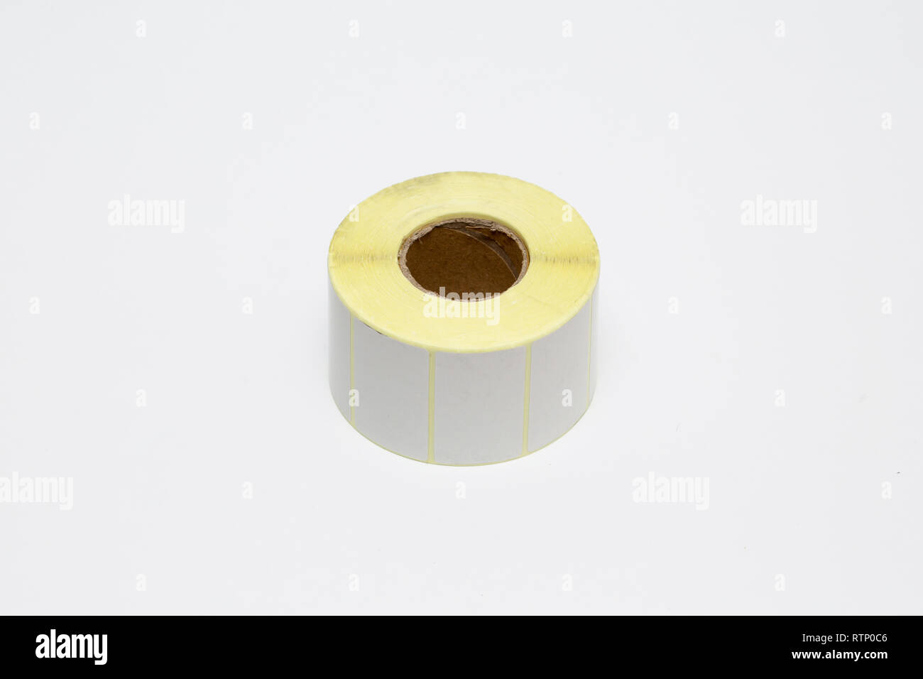 Roll of cash register tape isolated on soft gray background.High ...