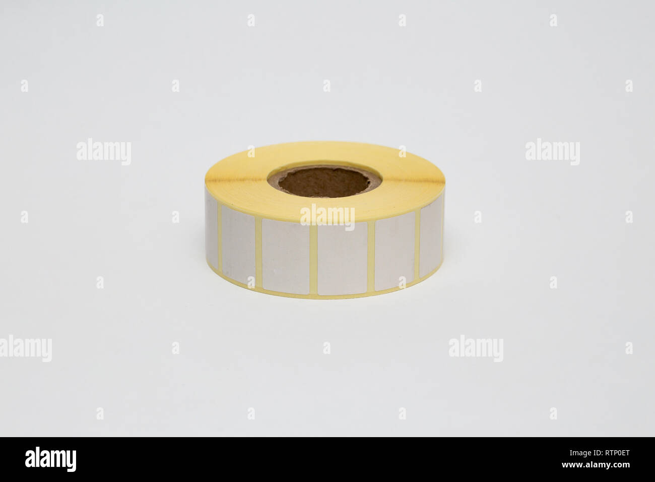 Roll of cash register tape isolated on soft gray background.High ...