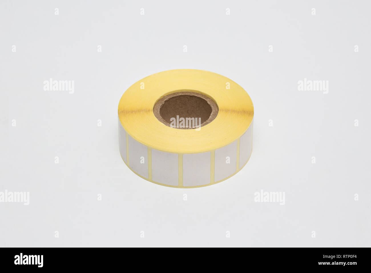 Roll of cash register tape isolated on soft gray background.High ...