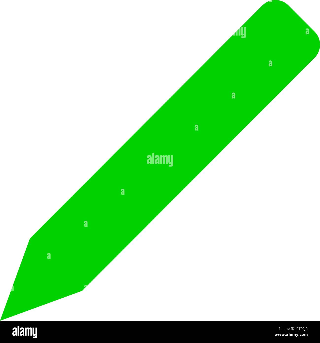 Pencil symbol icon - green simple, isolated - vector illustration Stock ...