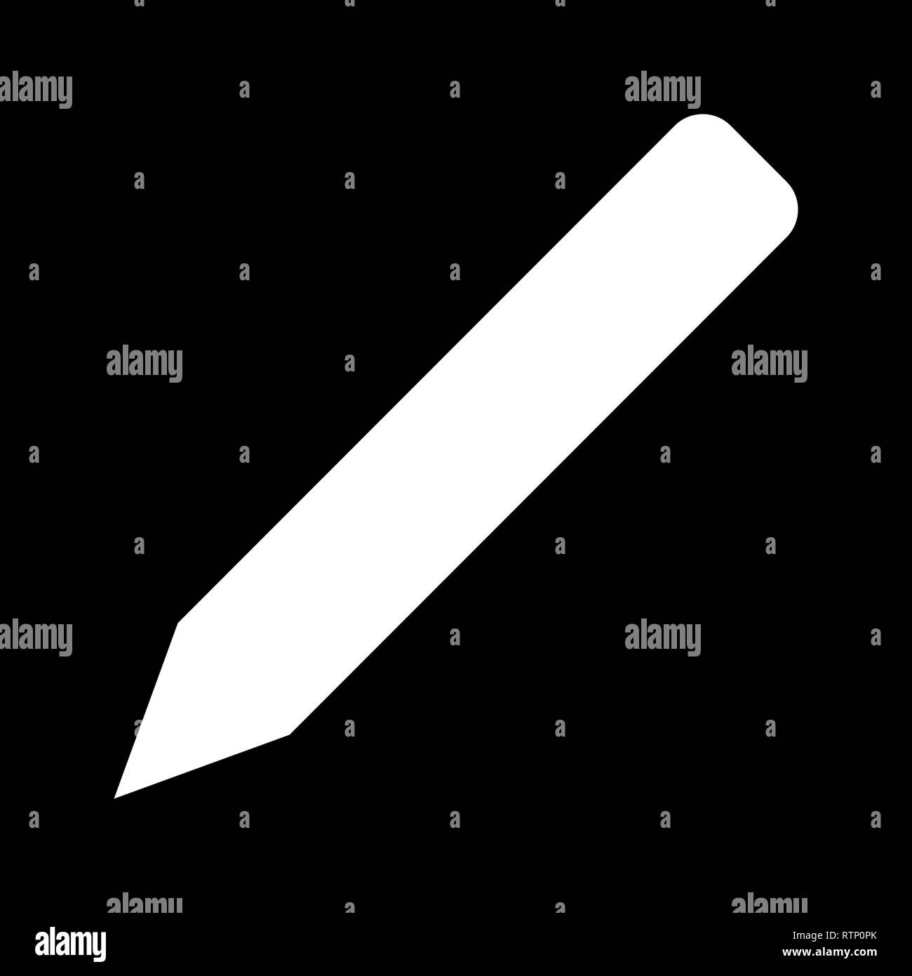 Pencil symbol icon - white simple, isolated - vector illustration Stock ...