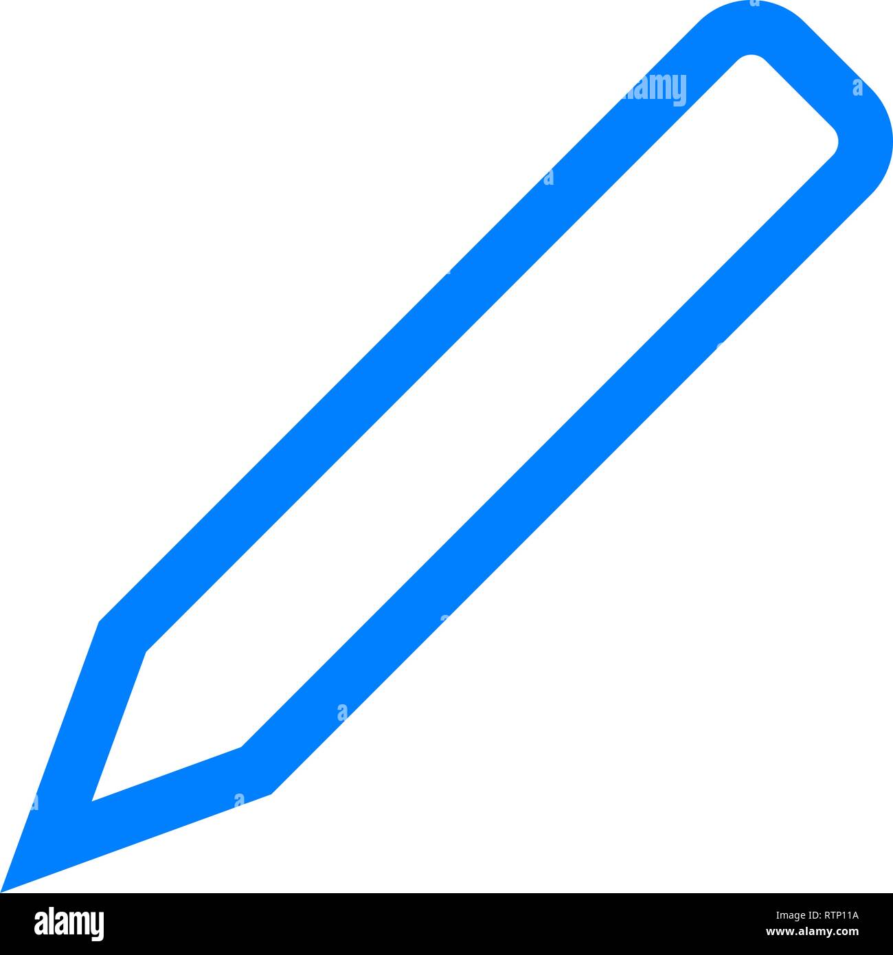 Pencil symbol icon - blue simple outline, isolated - vector ...