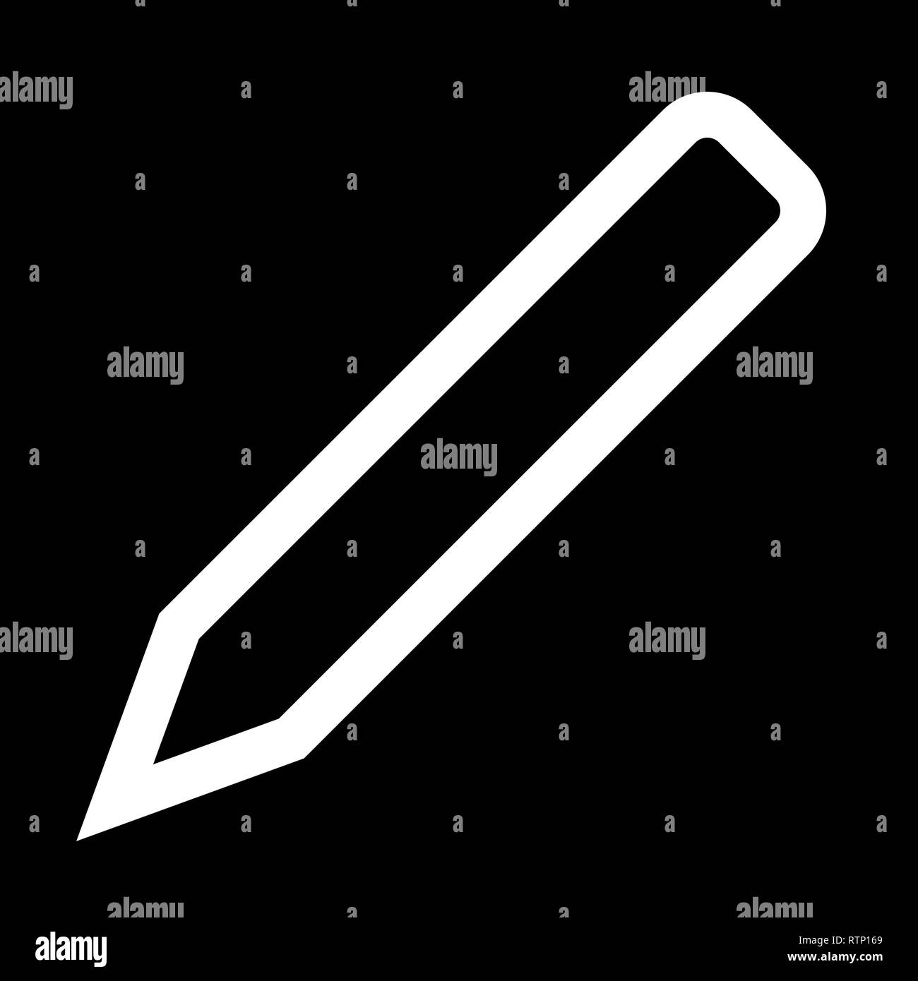 Pencil symbol icon - white simple outline, isolated - vector ...