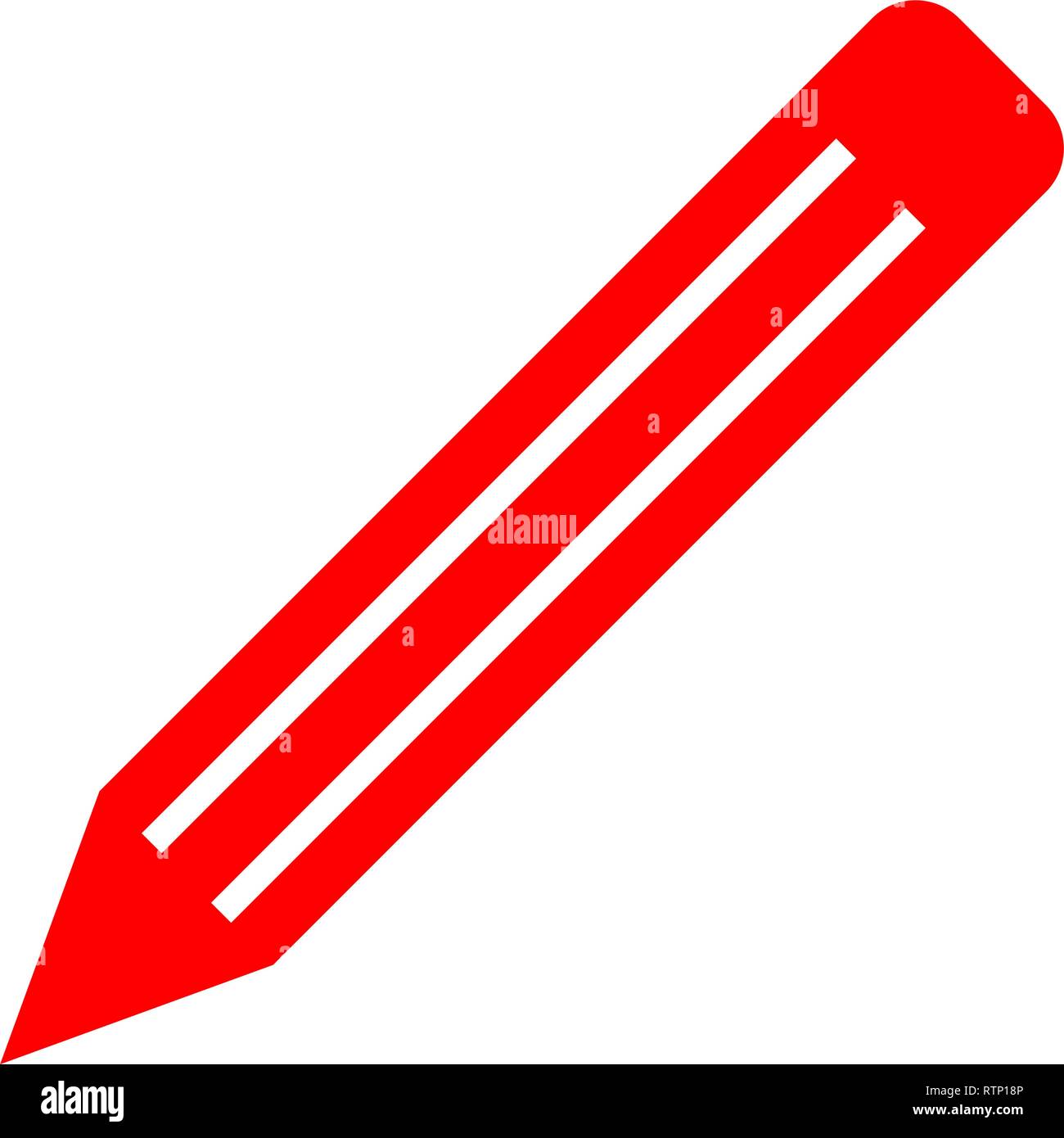 Pencil symbol icon - red simple, isolated - vector illustration Stock ...
