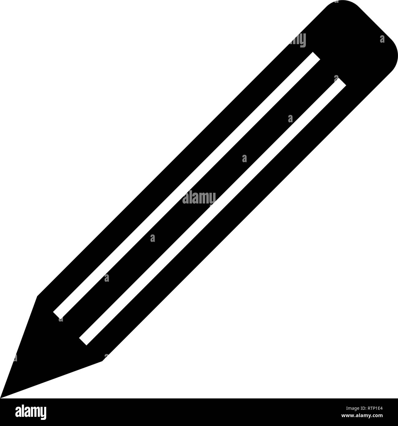 Pencil symbol icon - black simple, isolated - vector illustration Stock ...