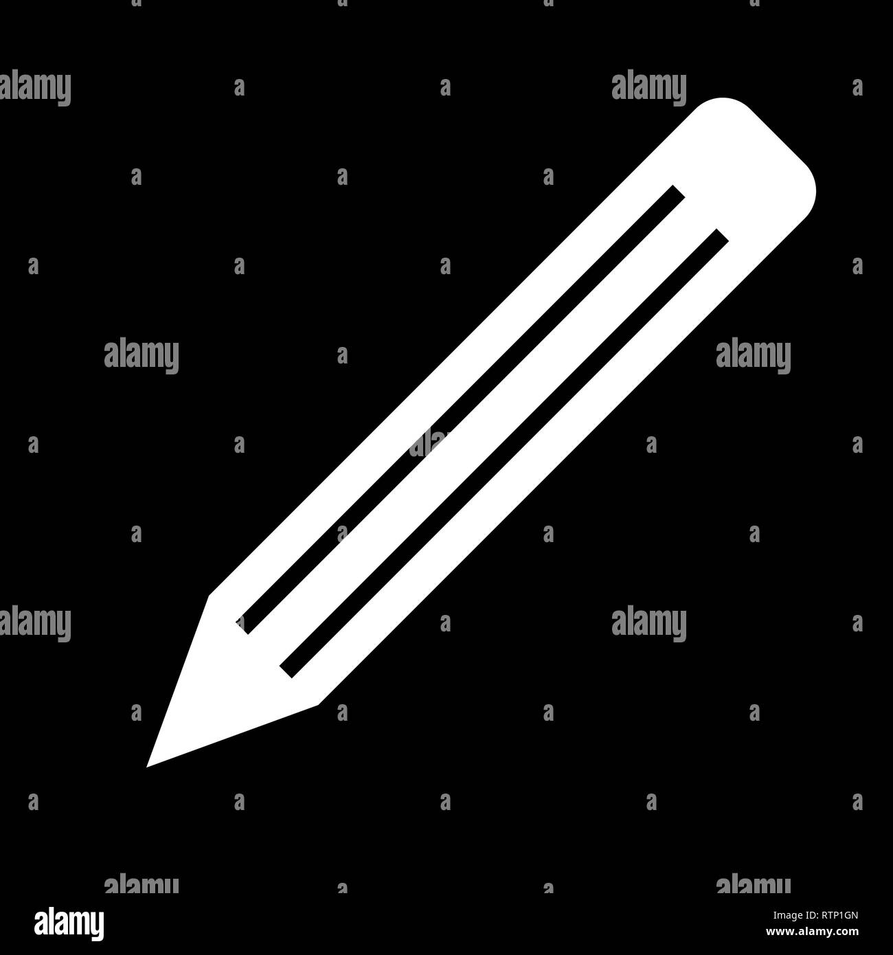 Pencil symbol icon - white simple, isolated - vector illustration Stock ...