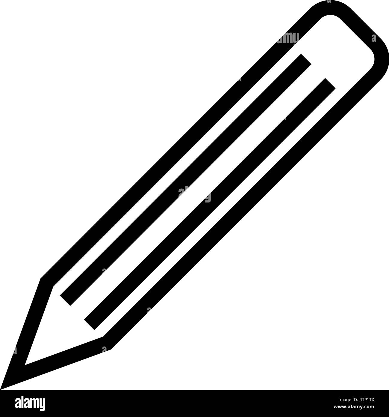 Pencil symbol icon - black simple outline, isolated - vector ...