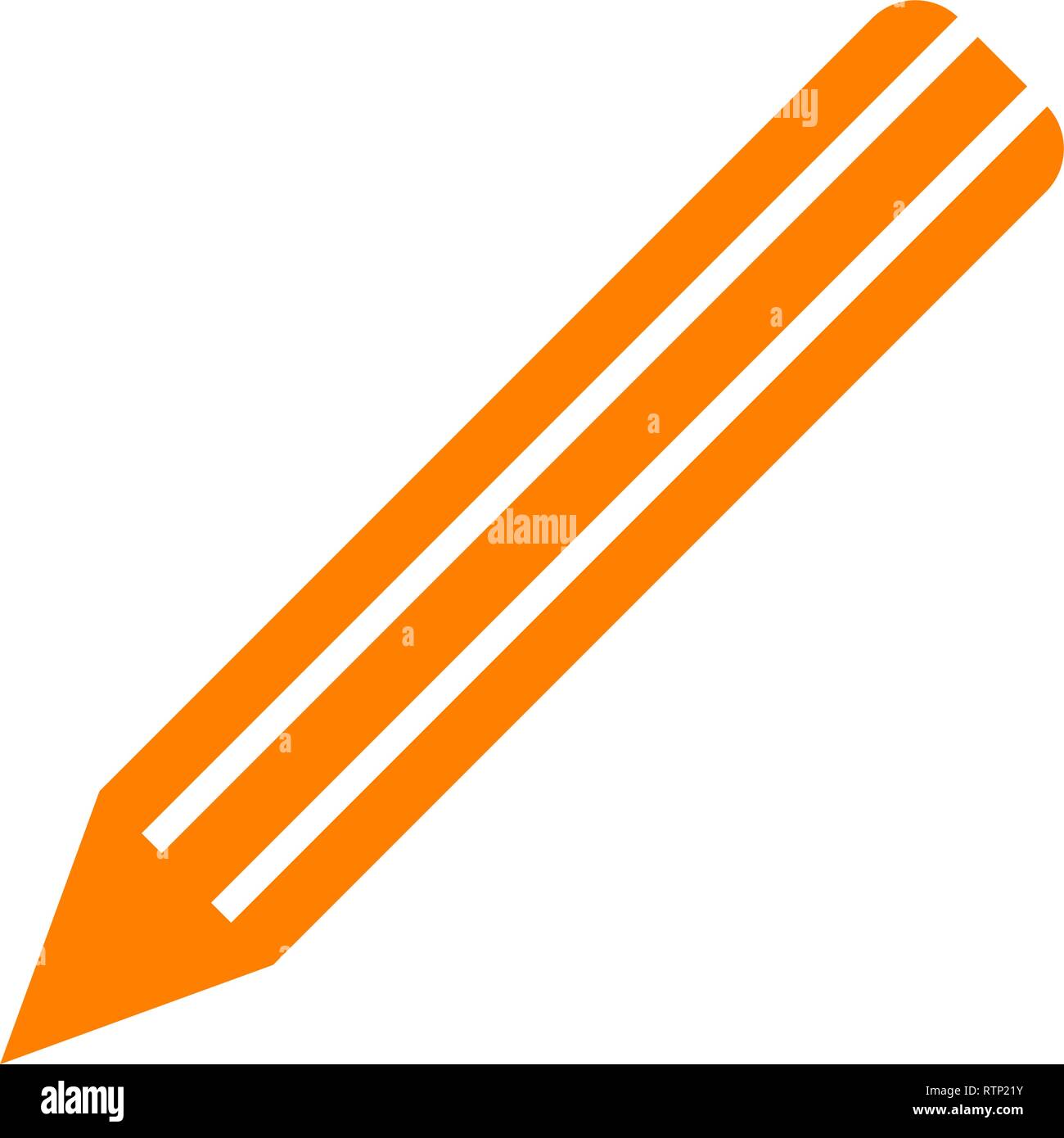 Pencil symbol icon - orange simple, isolated - vector illustration ...
