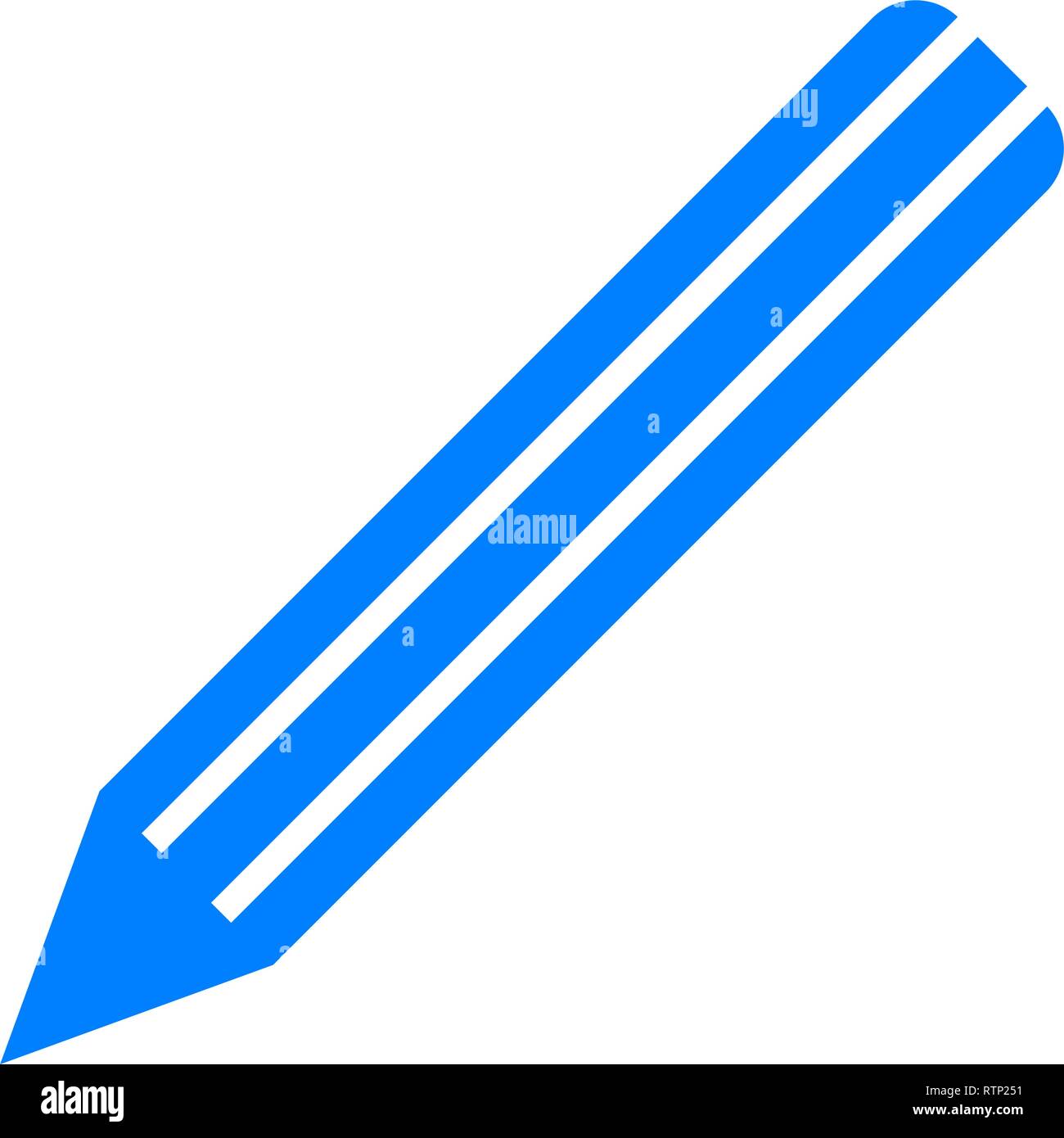 Pencil symbol icon - blue simple, isolated - vector illustration Stock ...