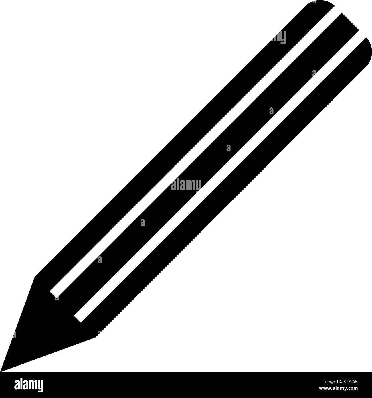 Pencil symbol icon - black simple, isolated - vector illustration Stock ...