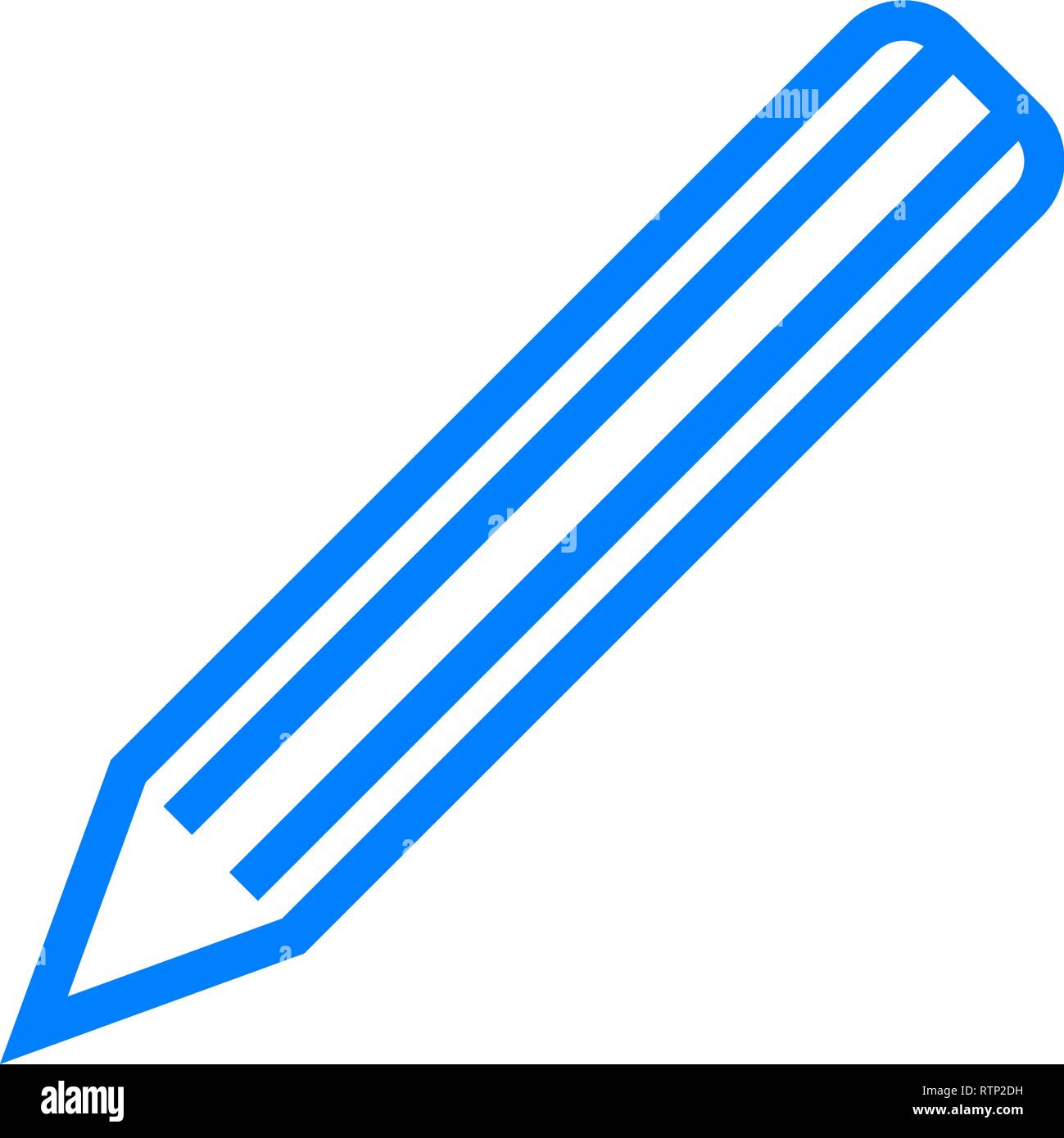 Pencil symbol icon - blue simple outline, isolated - vector ...