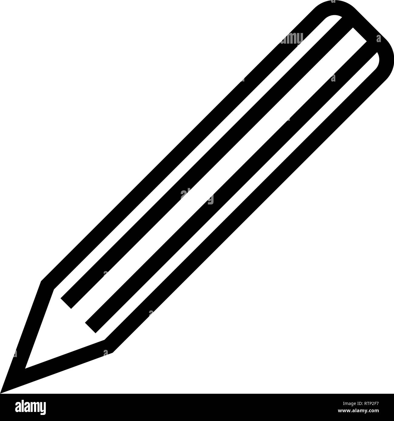 Pencil symbol icon - black simple outline, isolated - vector ...