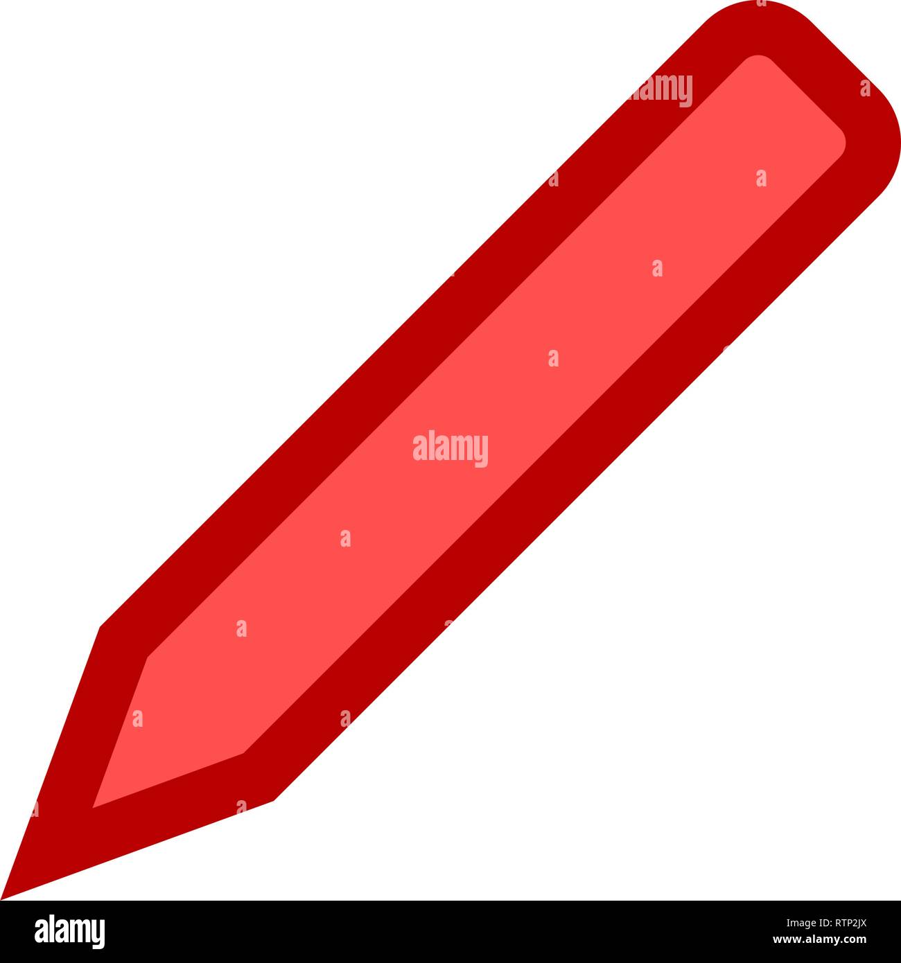 Pencil symbol icon - red simple with outline, isolated - vector ...